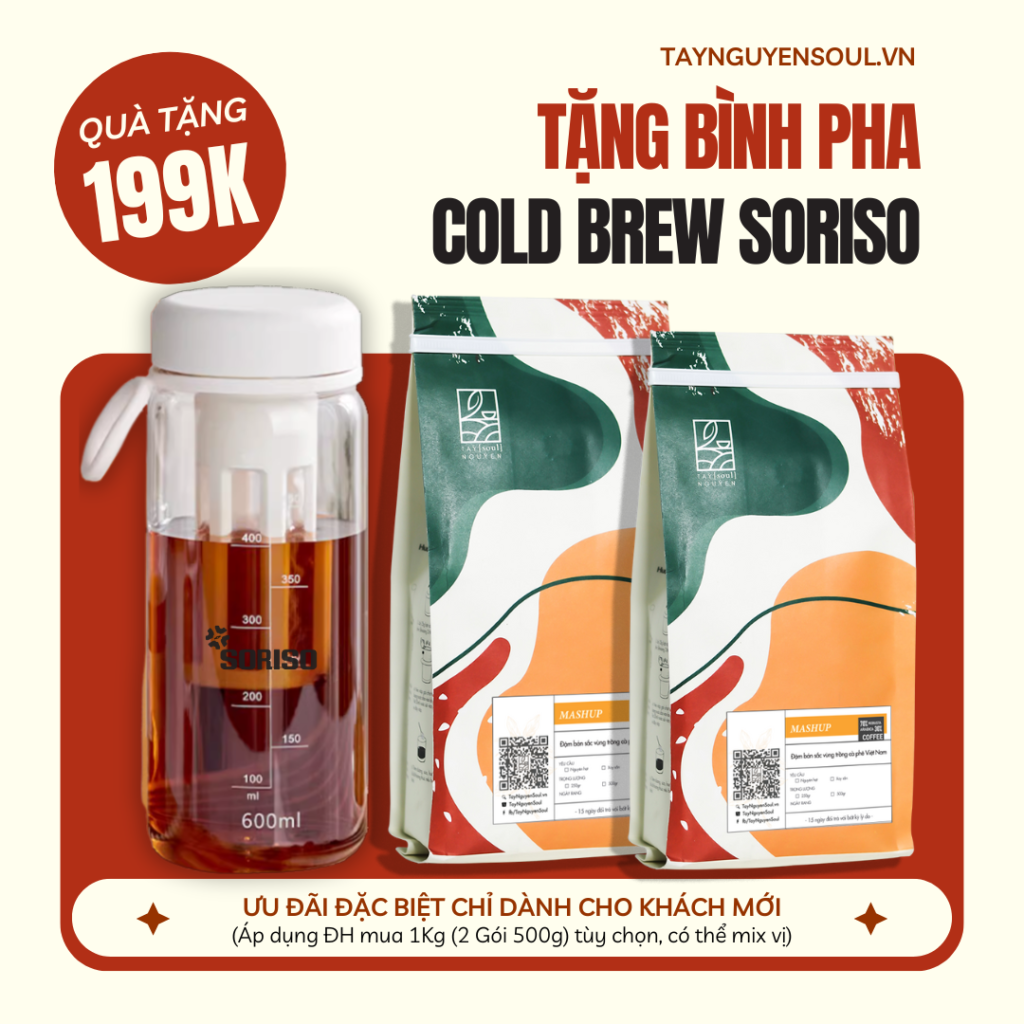 [DEAL GIỚI HẠN - ÁP MÃ TẶNG BÌNH COLD BREW] COMBO Cà Phê Cold Brew 1kg ...