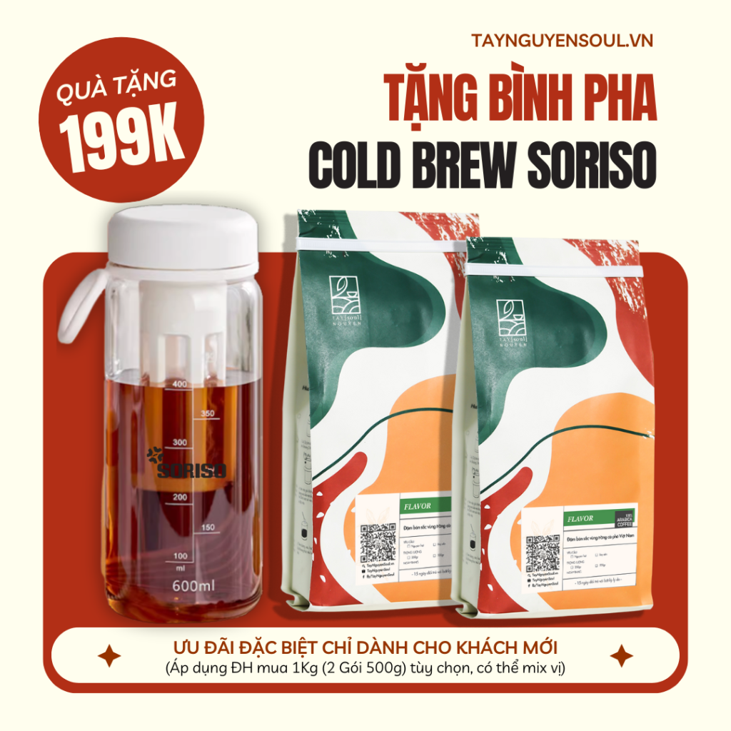[DEAL GIỚI HẠN - ÁP MÃ TẶNG BÌNH COLD BREW] COMBO Cà Phê Cold Brew 1kg ...
